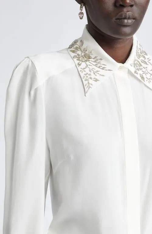 Alexander McQueen Embellished Collar Silk Shirt