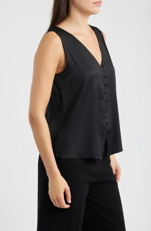 Kobi Halperin Colette Silk Blend V-neck Sleeveless Button-up Top - Black