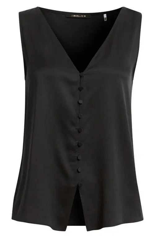 Kobi Halperin Colette Silk Blend V-neck Sleeveless Button-up Top - Black