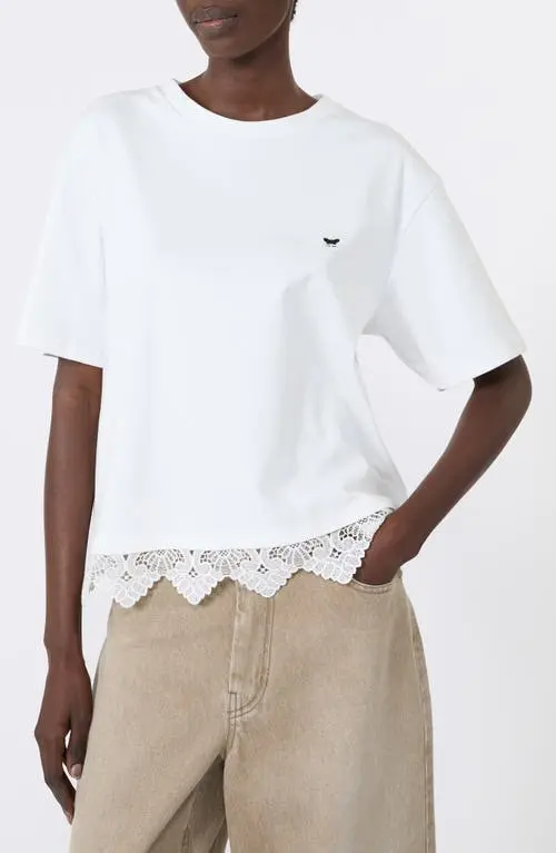Max Mara Sala Lace Hem Cotton T-shirt