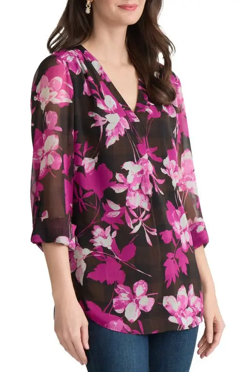 Jones New York Floral Print V-neck Tunic