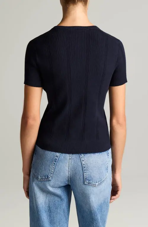 Vince Short Sleeve Rib Knit Cardigan - Ink