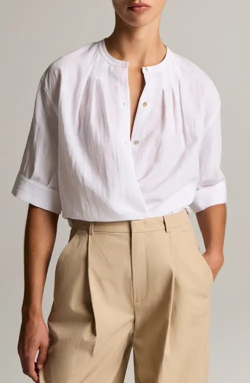 Vince Pleated Front-button Top