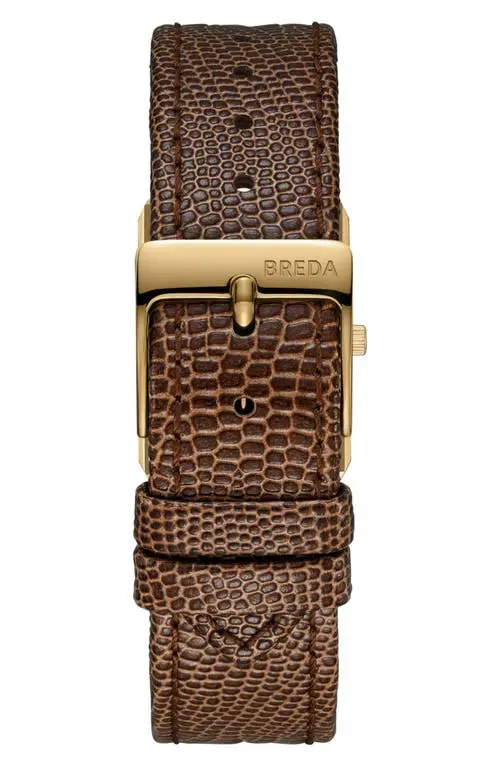 BREDA Two-tone Tank Watch With Embossed Leather Strap - Gold