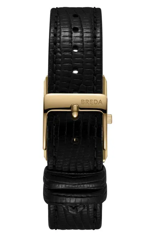 BREDA Small Virgil Leather Strap Tone Tank Watch - Gold