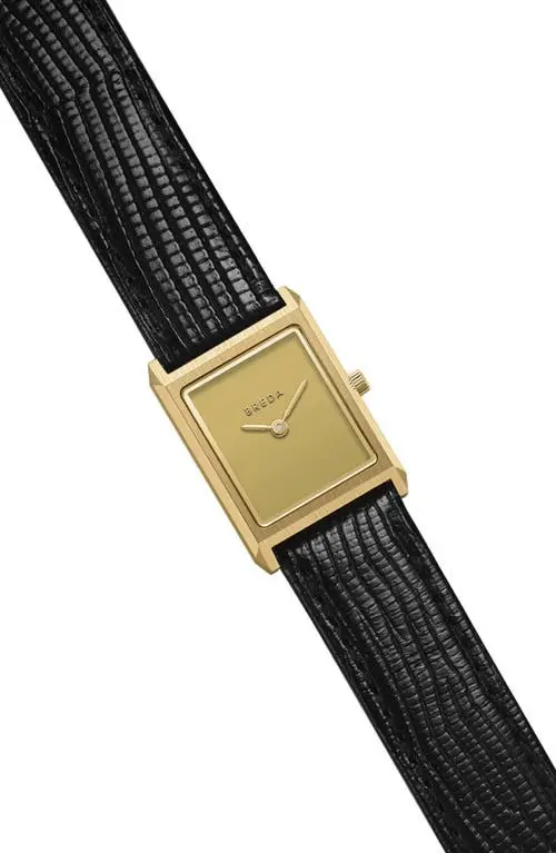 BREDA Small Virgil Leather Strap Tone Tank Watch - Gold