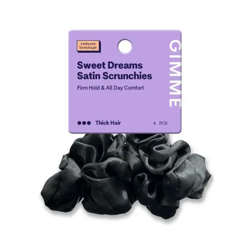 GIMME BEAUTY Large Satin Hair Scrunchies - Black