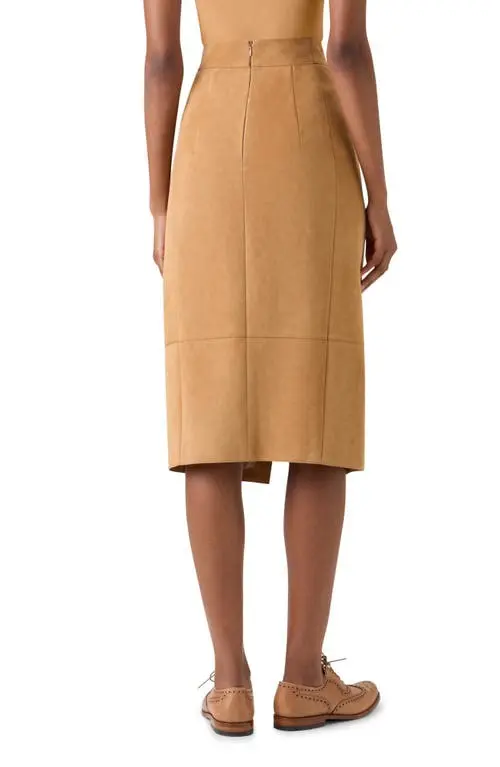 Akris Suede Pencil Skirt With Front Slit