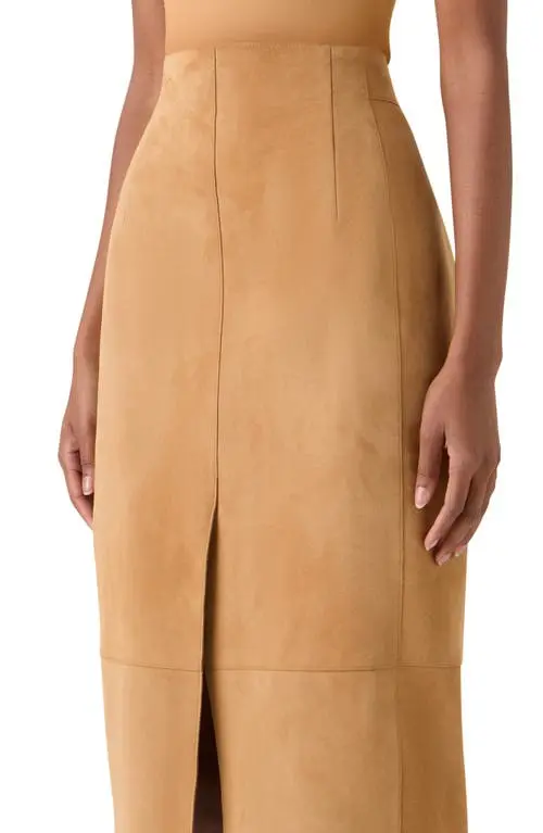 Akris Suede Pencil Skirt With Front Slit
