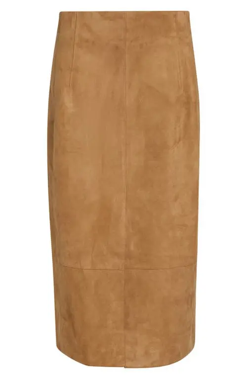Akris Suede Pencil Skirt With Front Slit