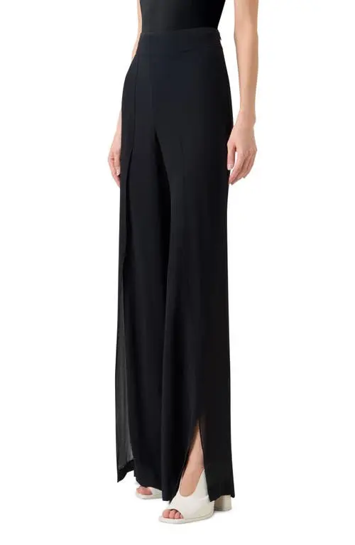 Akris Fellia Silk Georgette Wide Leg Pants - Black