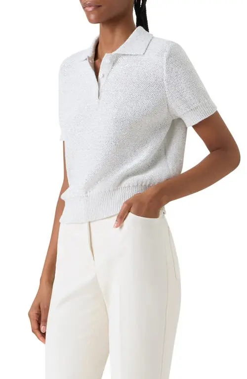 Akris Sequin Linen & Cotton Blend Polo Sweater