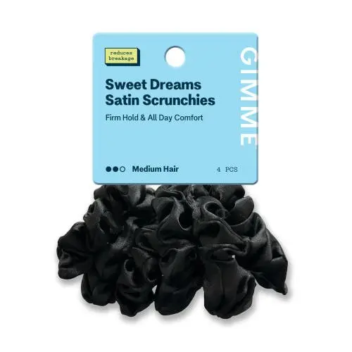 GIMME BEAUTY Medium Satin Scrunchies - Black