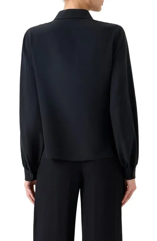 Akris Sequin Yoke Silk Crepe Shirt