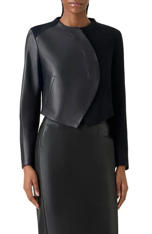 Akris Hynora Orbit Wool & Leather Jacket - Black