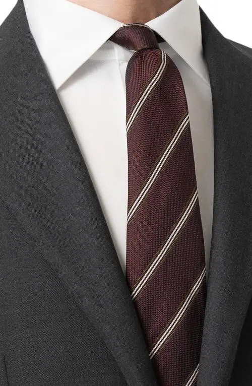 Eton Stripe Silk Tie - Medium Red
