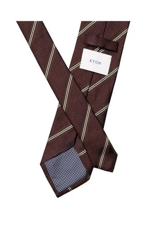 Eton Stripe Silk Tie - Medium Red