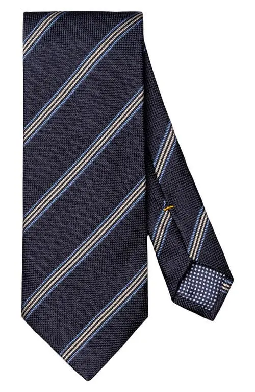 Eton Striped Silk Neck Ties - Navy