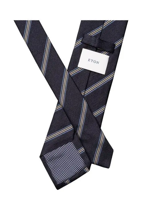 Eton Striped Silk Neck Ties - Navy