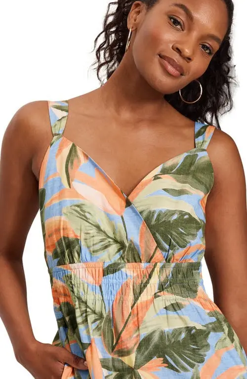 Tommy Bahama Sleeveless Tropical Print V-neck Midi Dress
