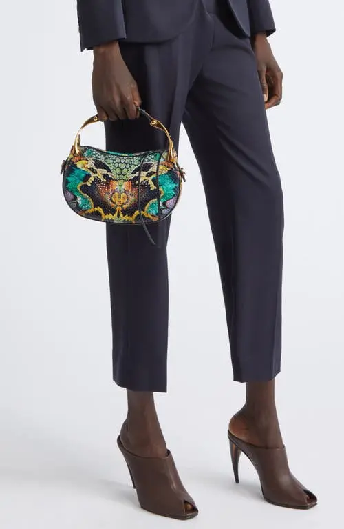 Alexander McQueen Mini Snakeskin Embossed Leather Top Handle Bag