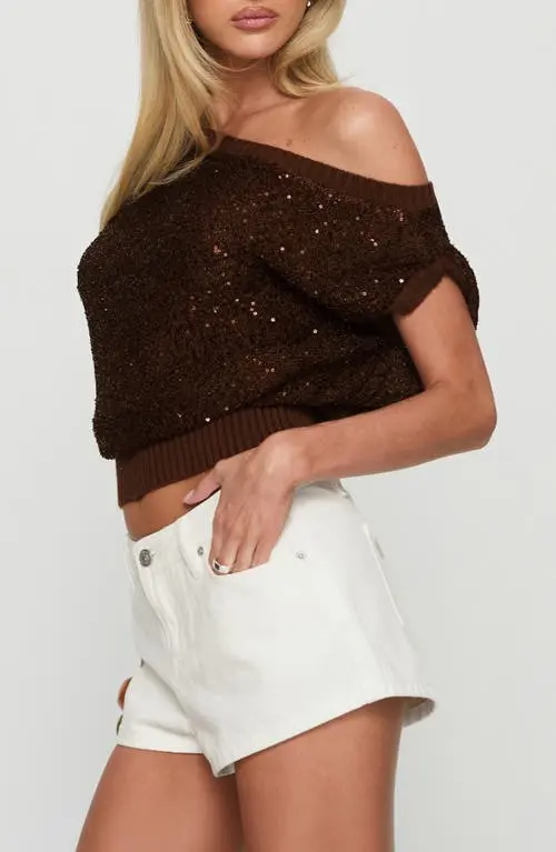 Princess Polly Marysa Sequin Off-the-shoulder Blouson Top