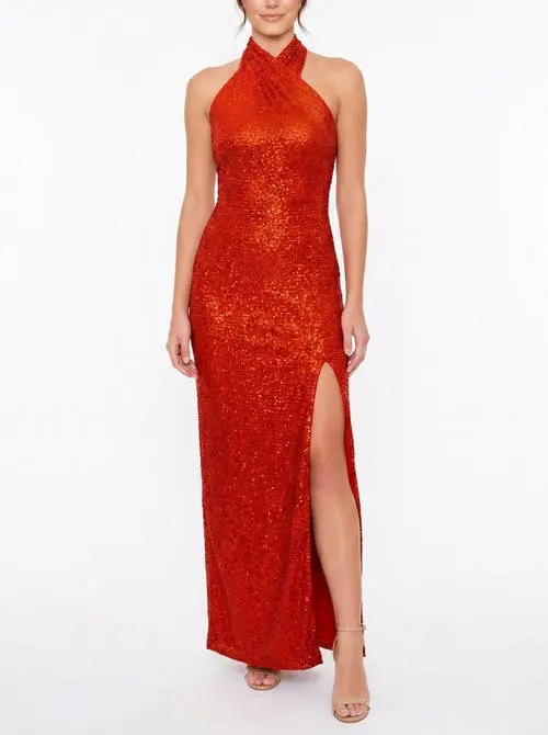 Rachel Rachel Roy Harland Crossover Halter Maxi Dress - Saffron