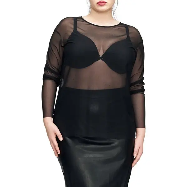 Universal Standard Thames Fog Sheer Mesh Top - Black