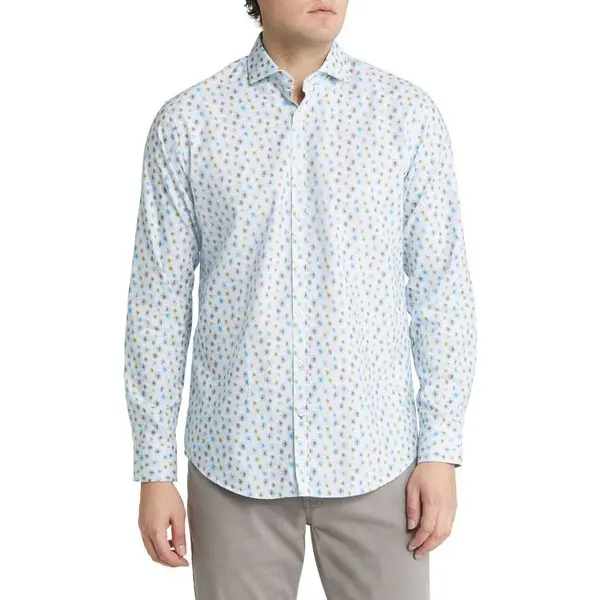 BRAX Harold Dandelion Print Button-up Shirt - Agave