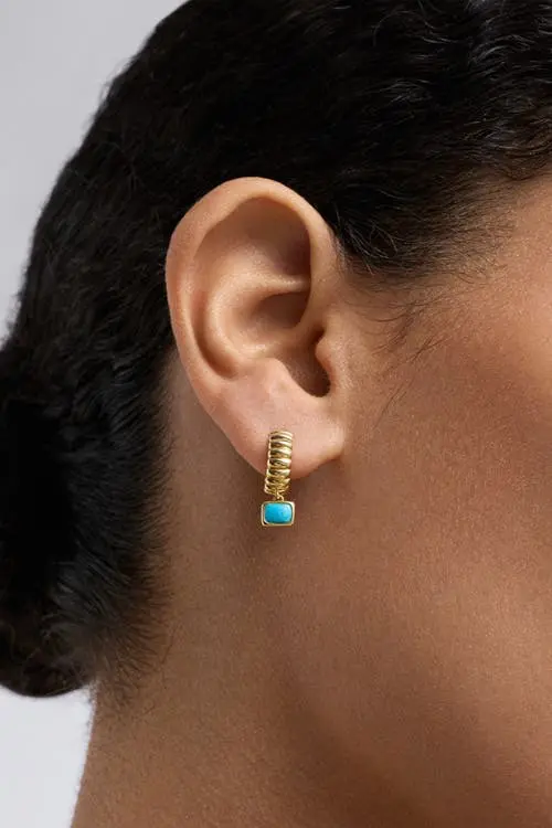 Astley Clarke 18k Plated Sterling Silver Turquoise Drop Huggie Earrings
