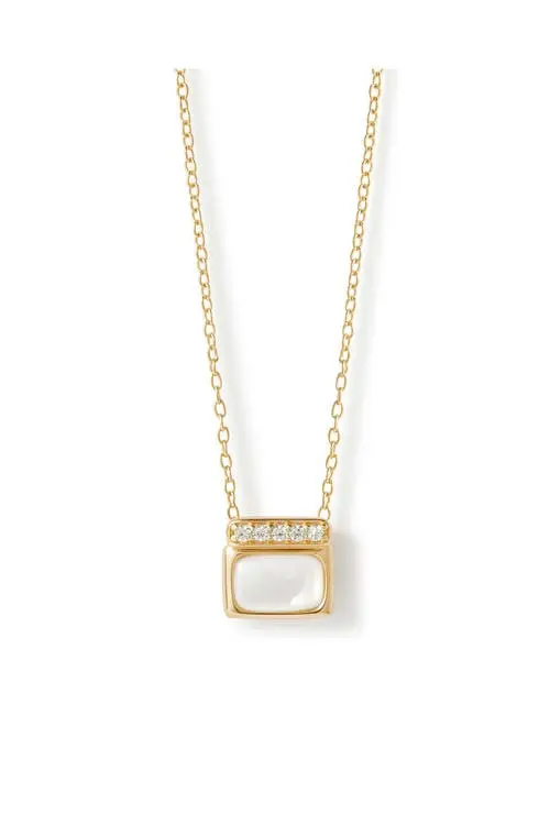 Astley Clarke Aurora Ridge Mother Of Pearl And Sapphire Pendant Necklace - Gold