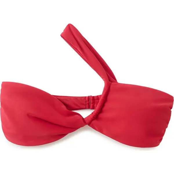 Mango Asymmetric Bandeau Bikini Top - Red