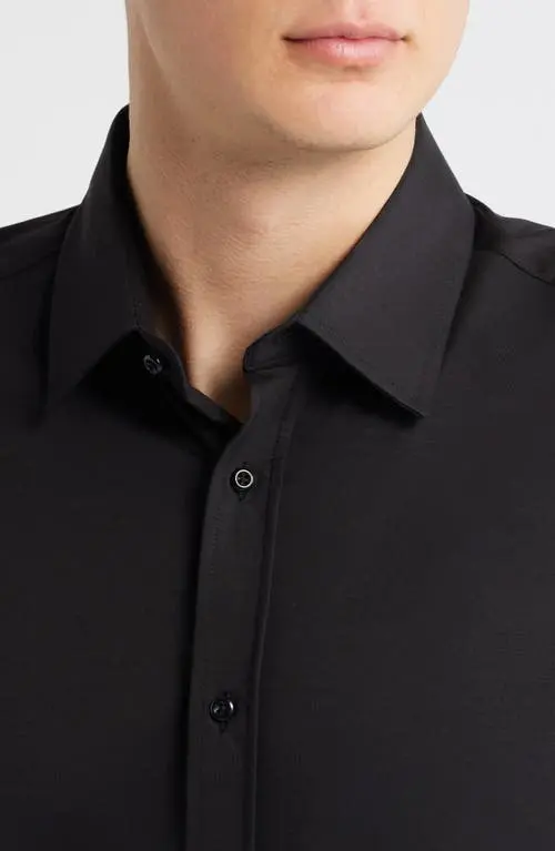 DANIEL HECHTER Modern Fit Solid Knit Cotton Dress Shirt