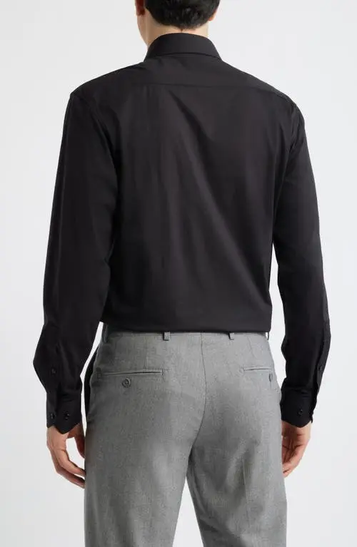 DANIEL HECHTER Modern Fit Solid Knit Cotton Dress Shirt