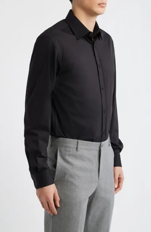 DANIEL HECHTER Modern Fit Solid Knit Cotton Dress Shirt