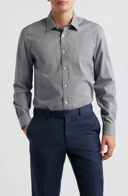 DANIEL HECHTER Modern Fit Micropattern Cotton Dress Shirt - Grey