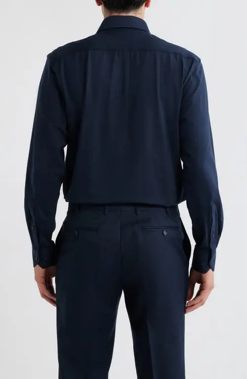 DANIEL HECHTER Modern Fit Solid Knit Cotton Dress Shirt