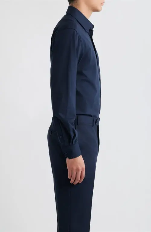 DANIEL HECHTER Modern Fit Solid Knit Cotton Dress Shirt