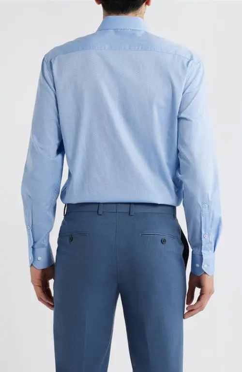 DANIEL HECHTER Modern Fit Light Micropattern Cotton Dobby Dress Shirt - Blue