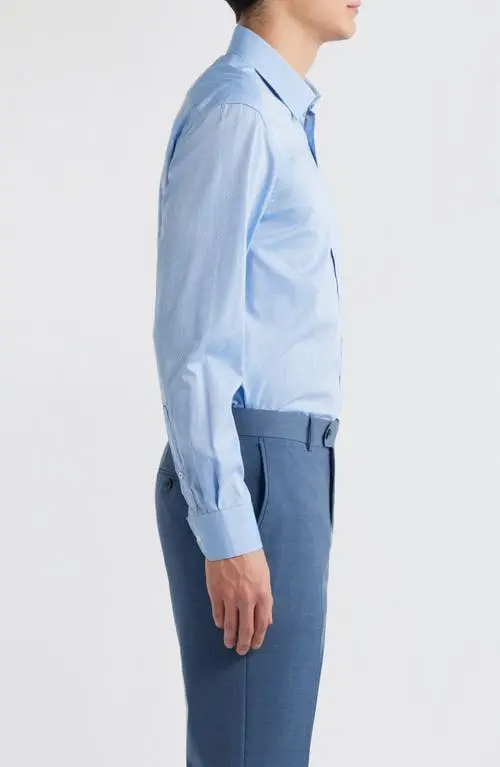 DANIEL HECHTER Modern Fit Light Micropattern Cotton Dobby Dress Shirt - Blue