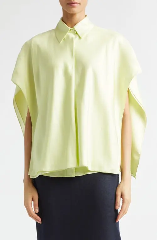 Bottega Veneta Silk Twill Layered Short Sleeve Shirt - 3400 Lichen