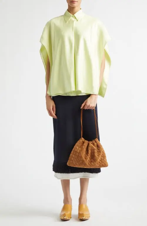 Bottega Veneta Silk Twill Layered Short Sleeve Shirt - 3400 Lichen