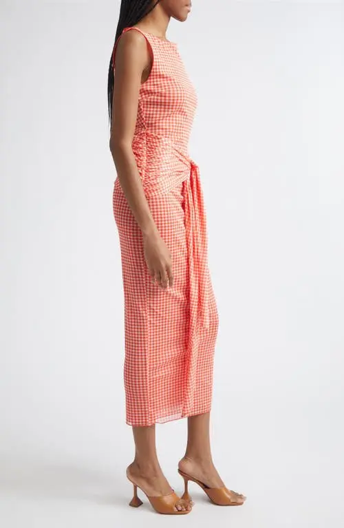 TOCCIN Wylie Tie Front Midi Dress - Gingham