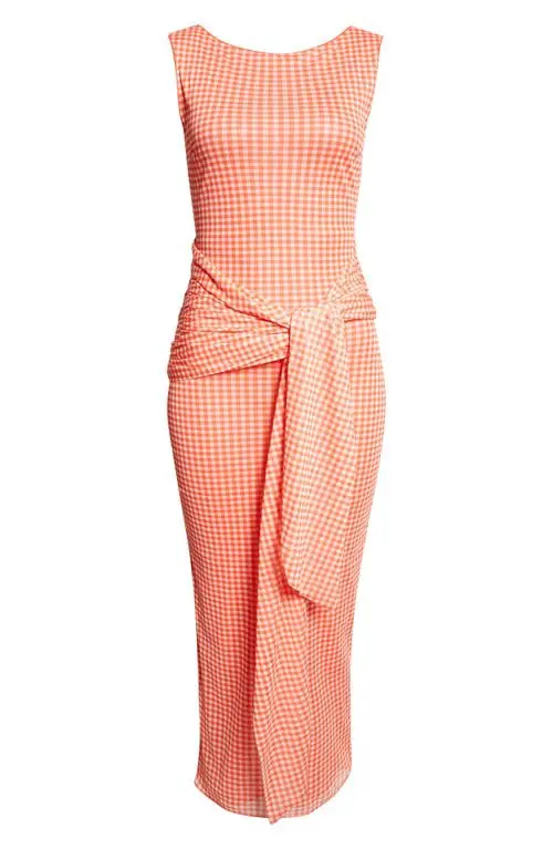 TOCCIN Wylie Tie Front Midi Dress - Gingham