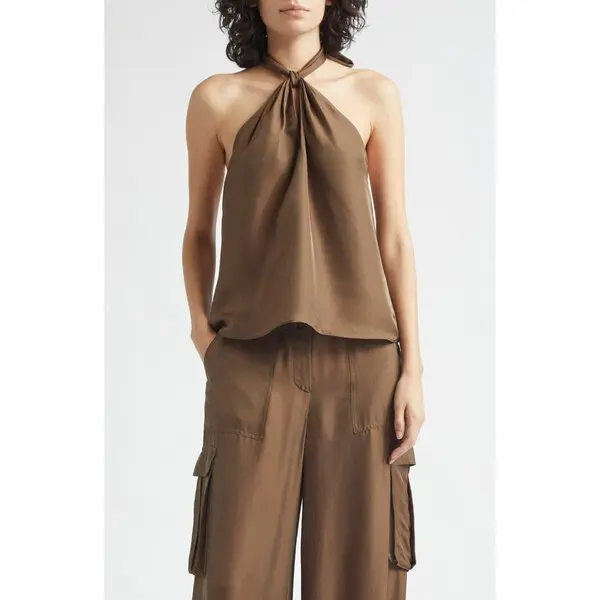 TOCCIN Everlee Knotted Halter Top