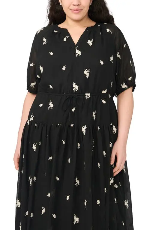 CECE DUPRAZ Print Tie Waist Midi Dress
