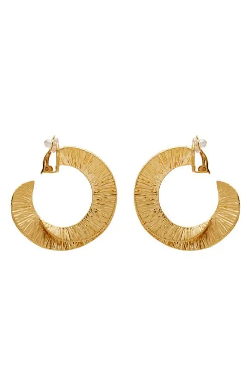 Cult Gaia Ren Large Clip-on Hoop Earrings - Brushed Brass