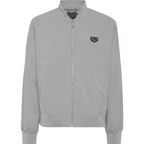 Philipp Plein Nylon Bomber Jacket With Logo Detail - Grey