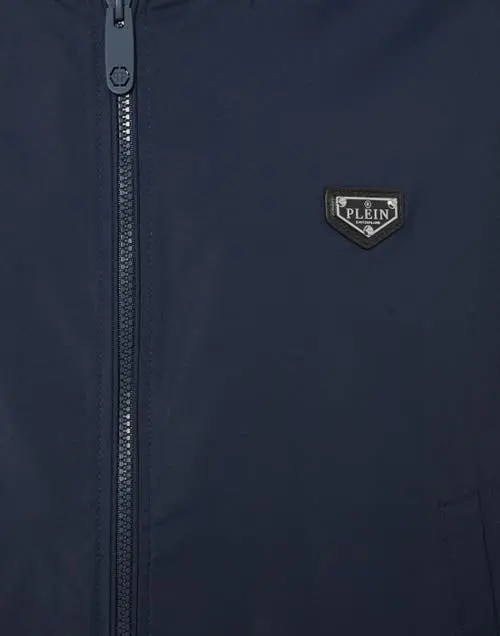 Philipp Plein Nylon Bomber Jacket With Logo Detail - Navy