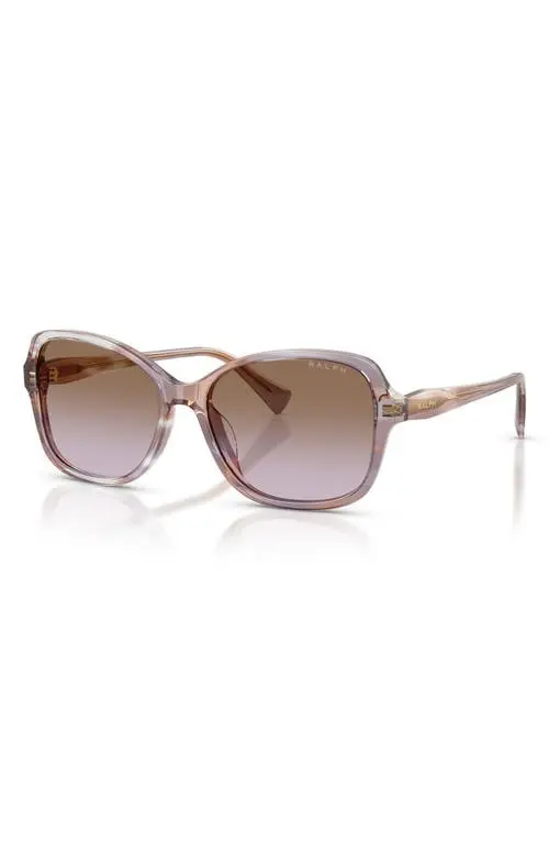 Ralph Lauren Square Frame Acetate Sunglasses - Striped Brown/violet